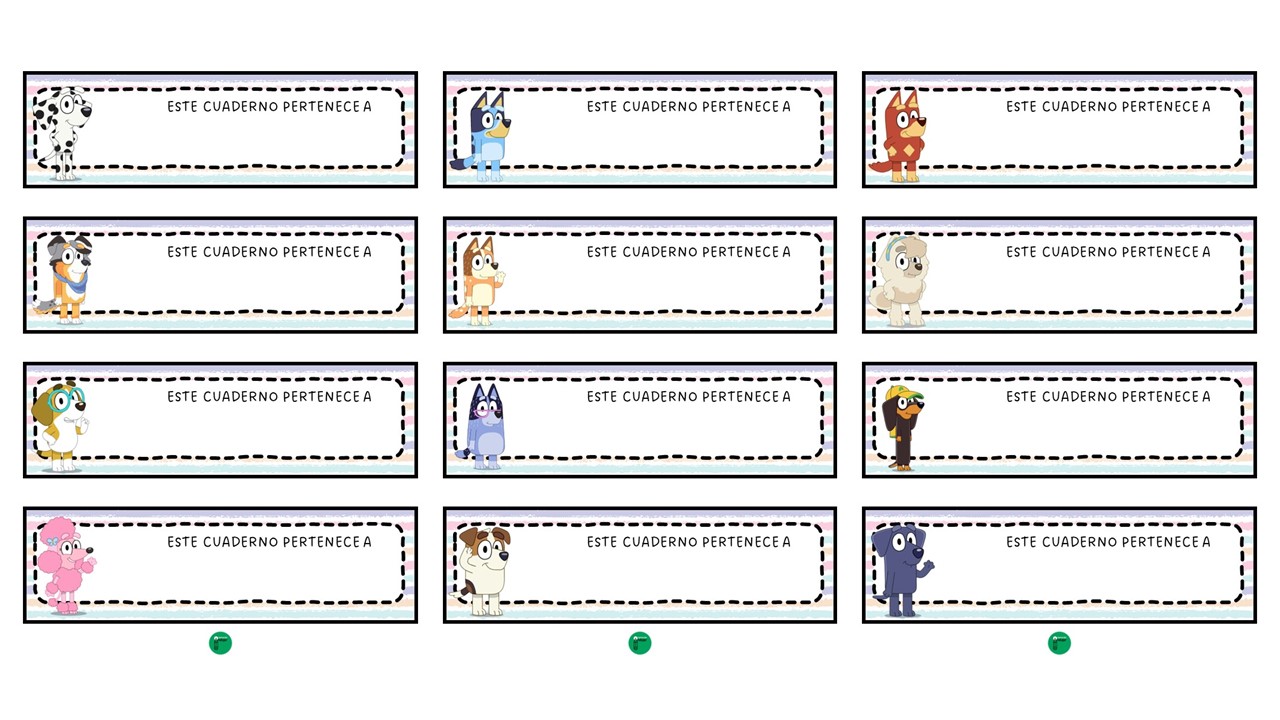 Pegatinas de la familia Bluey para tus cuadernos - Orientacion Andujar