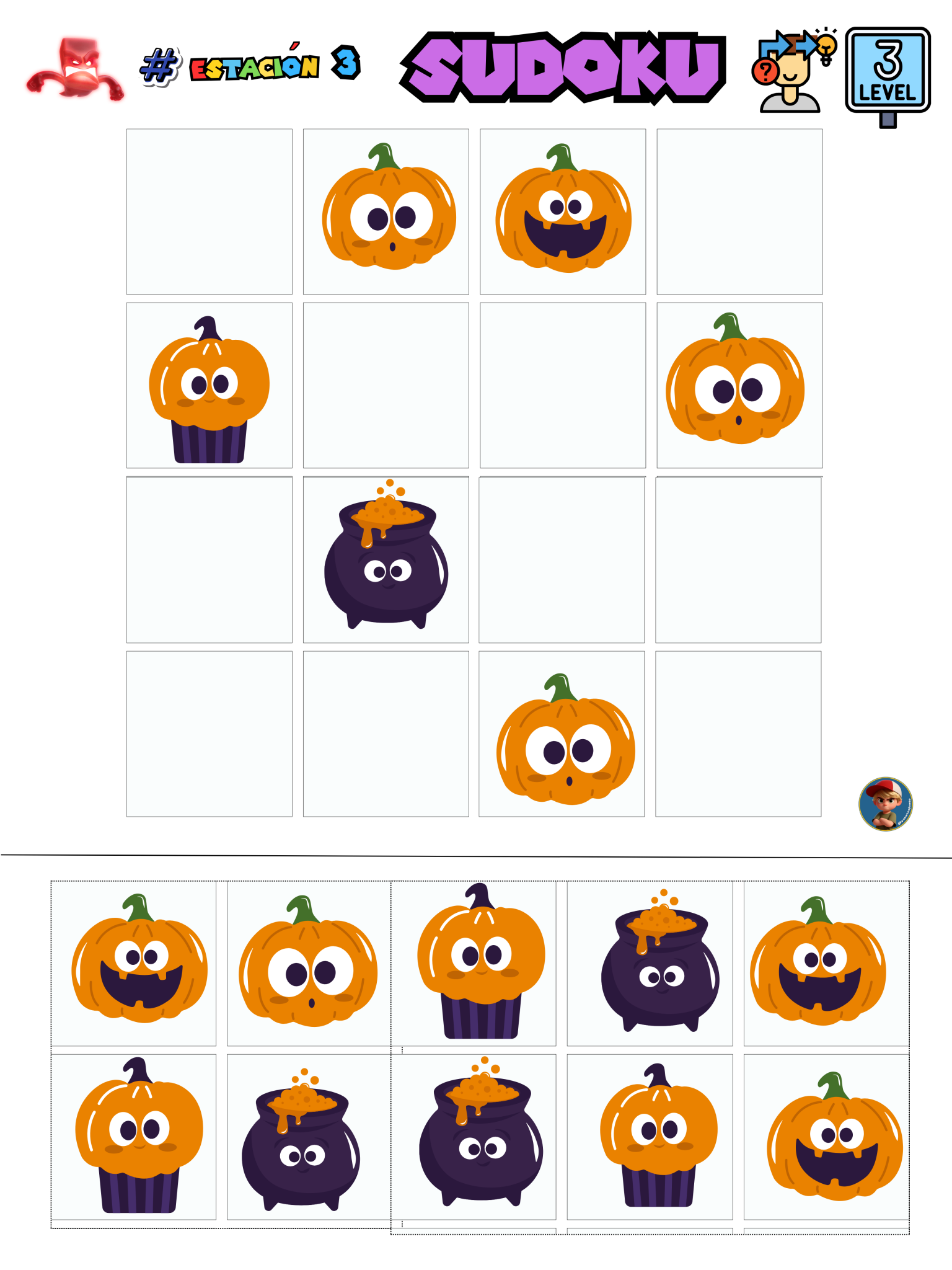 Estaciones de aprendizaje de Halloween de Mario Bros -Orientacion Andujar