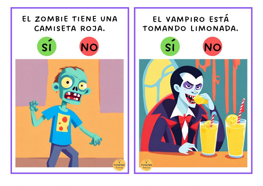 COMPRENSIÓN LECTORA A PARTIR DE IMÁGENES ESPECIAL HALLOWEEN ¿Sí o no ...
