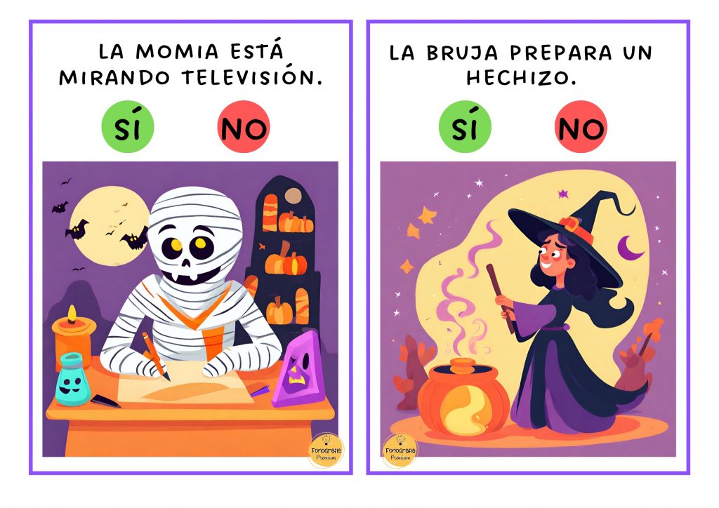 COMPRENSIÓN LECTORA A PARTIR DE IMÁGENES ESPECIAL HALLOWEEN ¿Sí o no ...