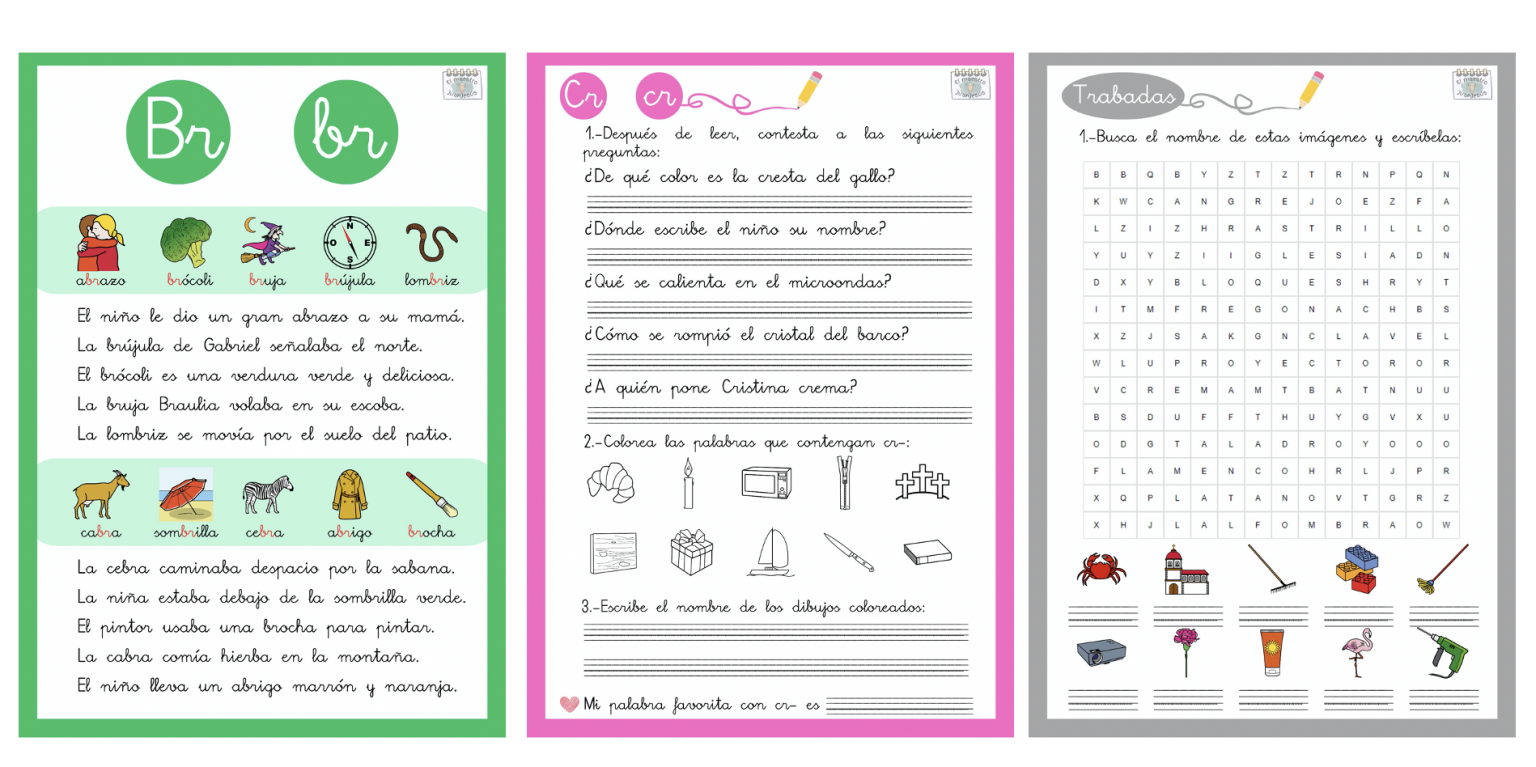 Estupendo cuaderno de lectoescritura de trabadas -Orientacion Andujar