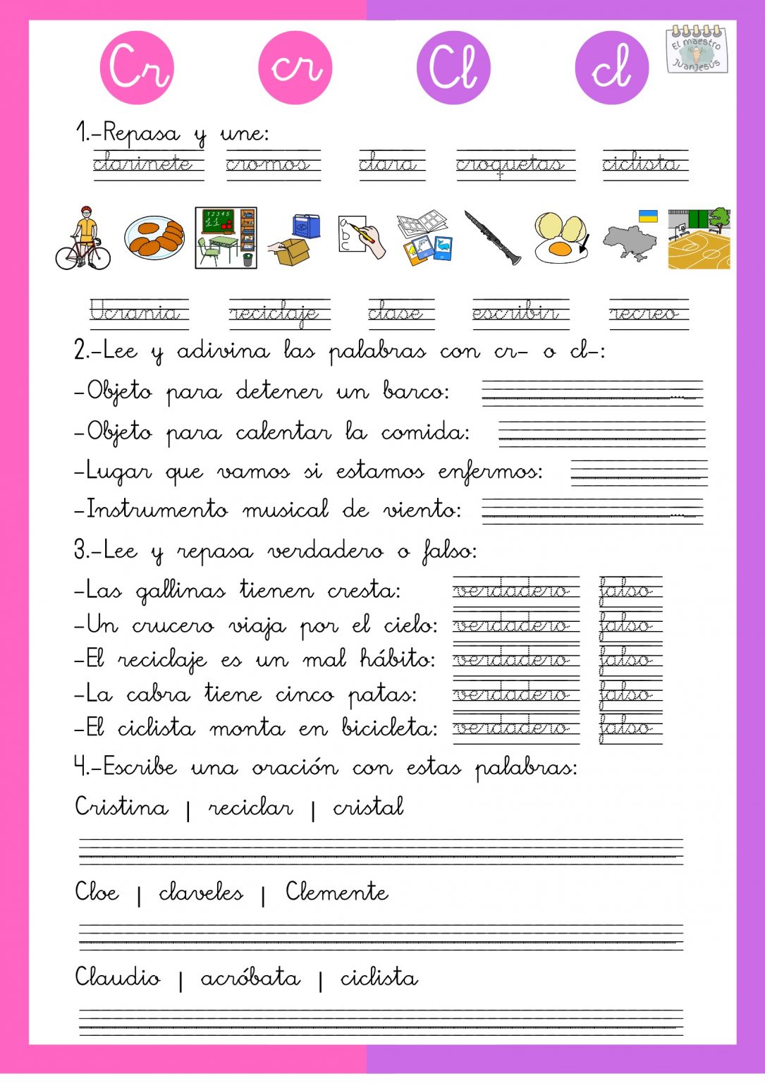 Estupendo cuaderno de lectoescritura de trabadas -Orientacion Andujar