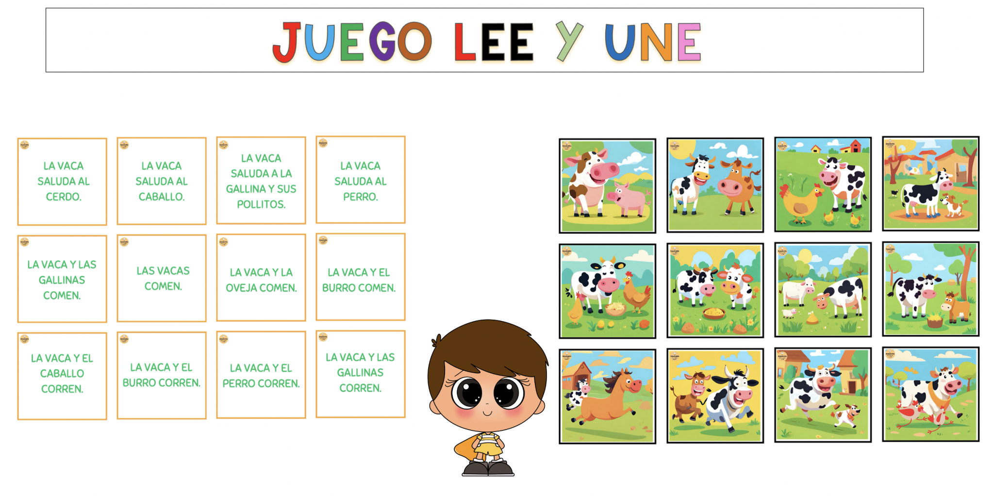 JUEGO para trabajar la comprensión lectora LEE Y UNE IMAGEN-TEXTO ...