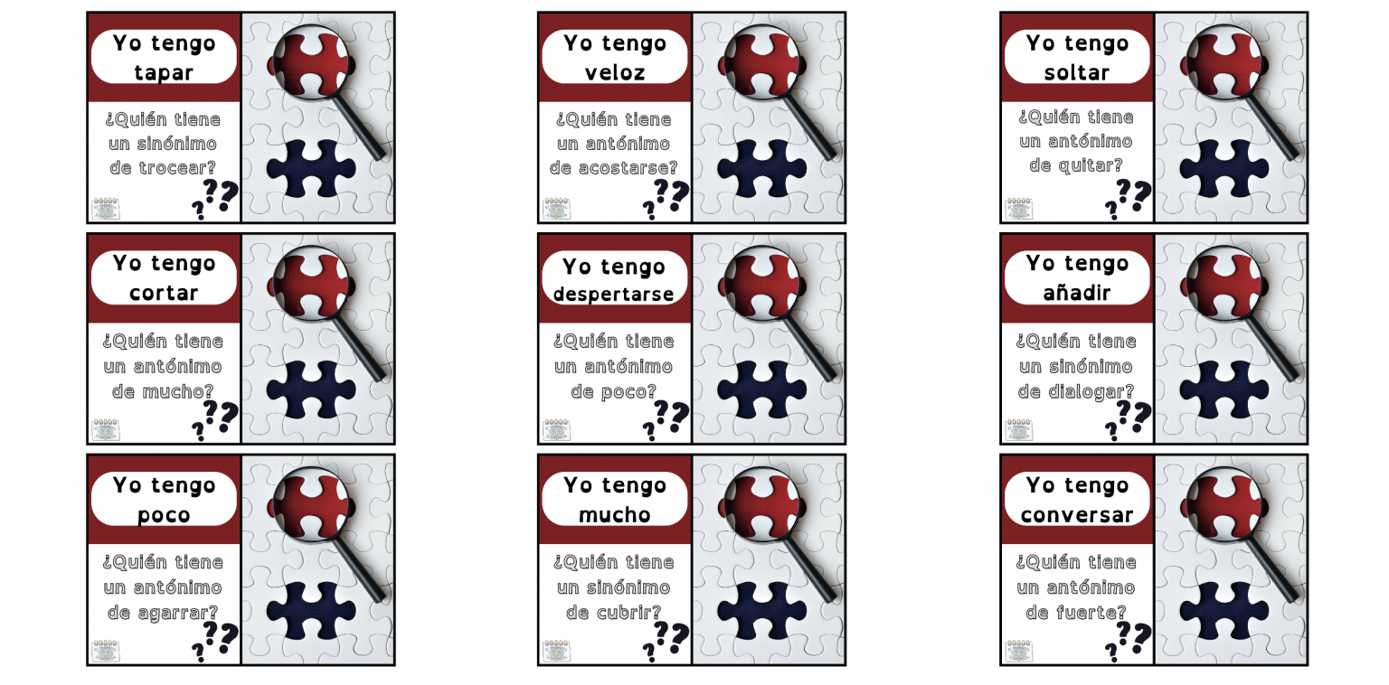 JUEGOS DE LENGUA Yo tengo…¿Quién tiene…? Sinónimos y Antónimos ...