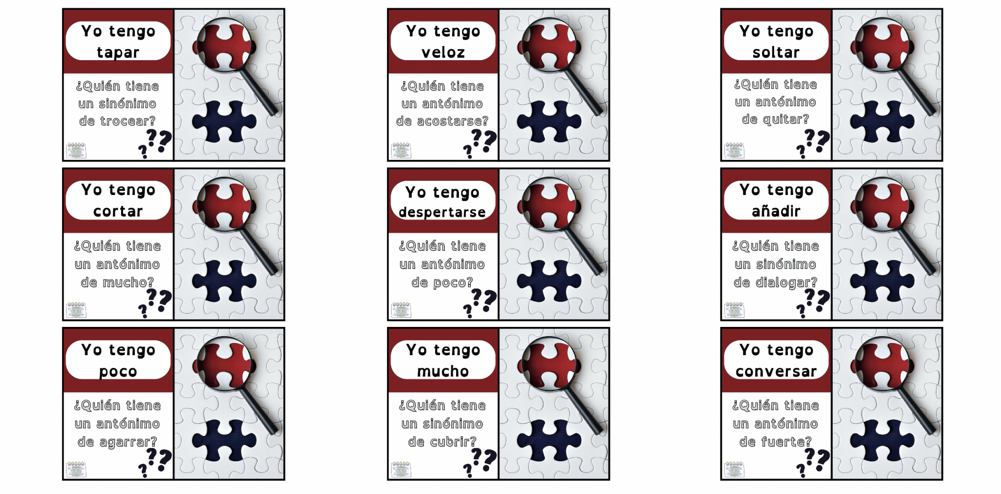 JUEGOS DE LENGUA Yo tengo…¿Quién tiene…? Sinónimos y Antónimos ...