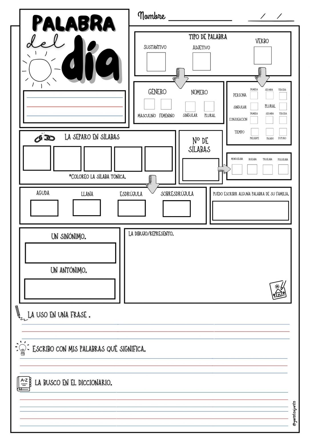 Rutina la palabra del día o palabra protagonista + plantilla canva ...