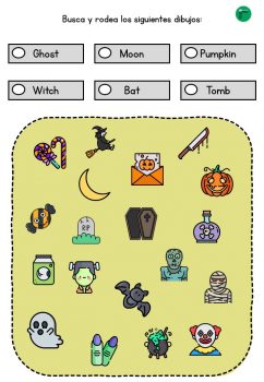 Divertidas fichas para aprender el vocabulario de Halloween en inglés ...