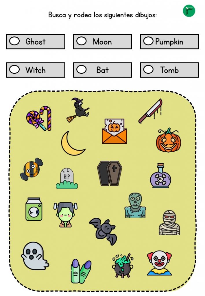 Divertidas fichas para aprender el vocabulario de Halloween en inglés ...