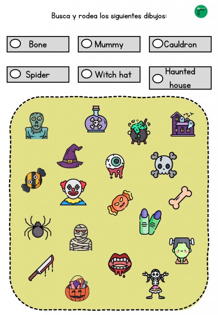 Divertidas fichas para aprender el vocabulario de Halloween en inglés ...
