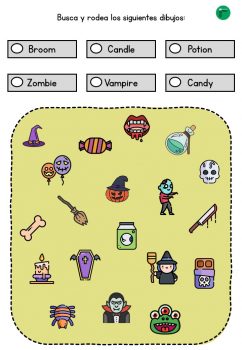 Divertidas fichas para aprender el vocabulario de Halloween en inglés ...