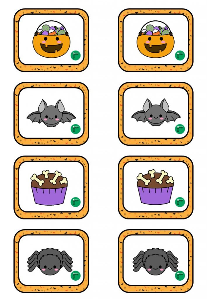 Divertido memory con dibujitos de Halloween -Orientacion Andujar