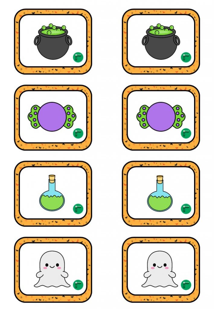 Divertido memory con dibujitos de Halloween -Orientacion Andujar