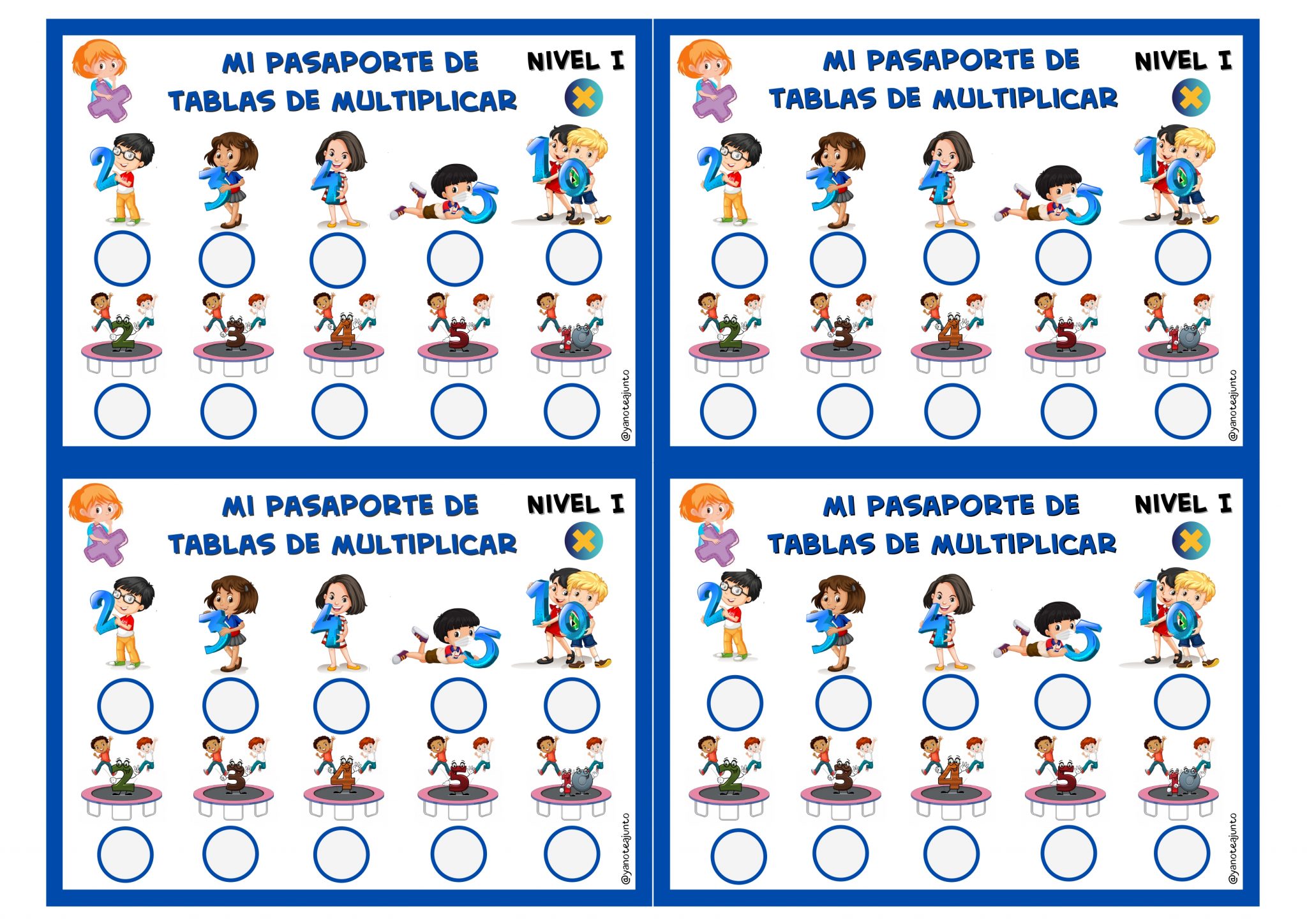 Pack de la multiplicación ESPECIAL primaria pasaportes ruletas diplomas ...