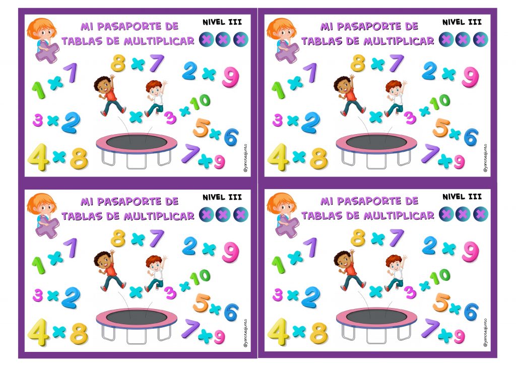 Pack de la multiplicación ESPECIAL primaria pasaportes ruletas diplomas ...