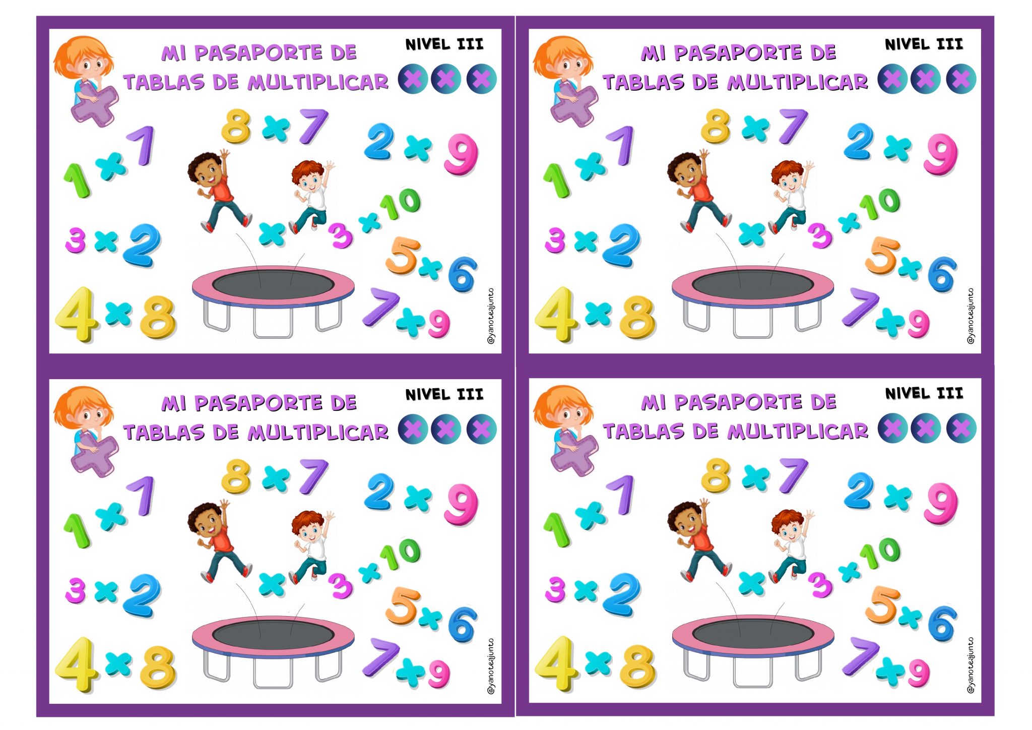 Pack de la multiplicación ESPECIAL primaria pasaportes ruletas diplomas ...