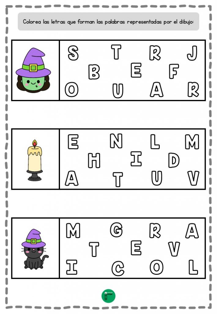 Ejercicio de conciencia fonológica con vocabulario de Halloween ...