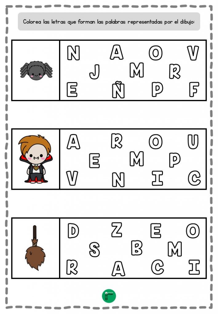 Ejercicio de conciencia fonológica con vocabulario de Halloween ...