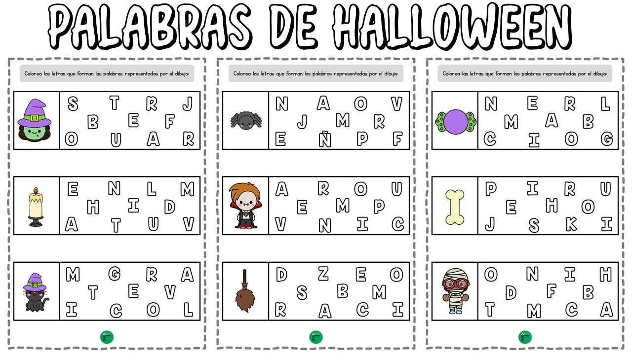 Ejercicio de conciencia fonológica con vocabulario de Halloween ...