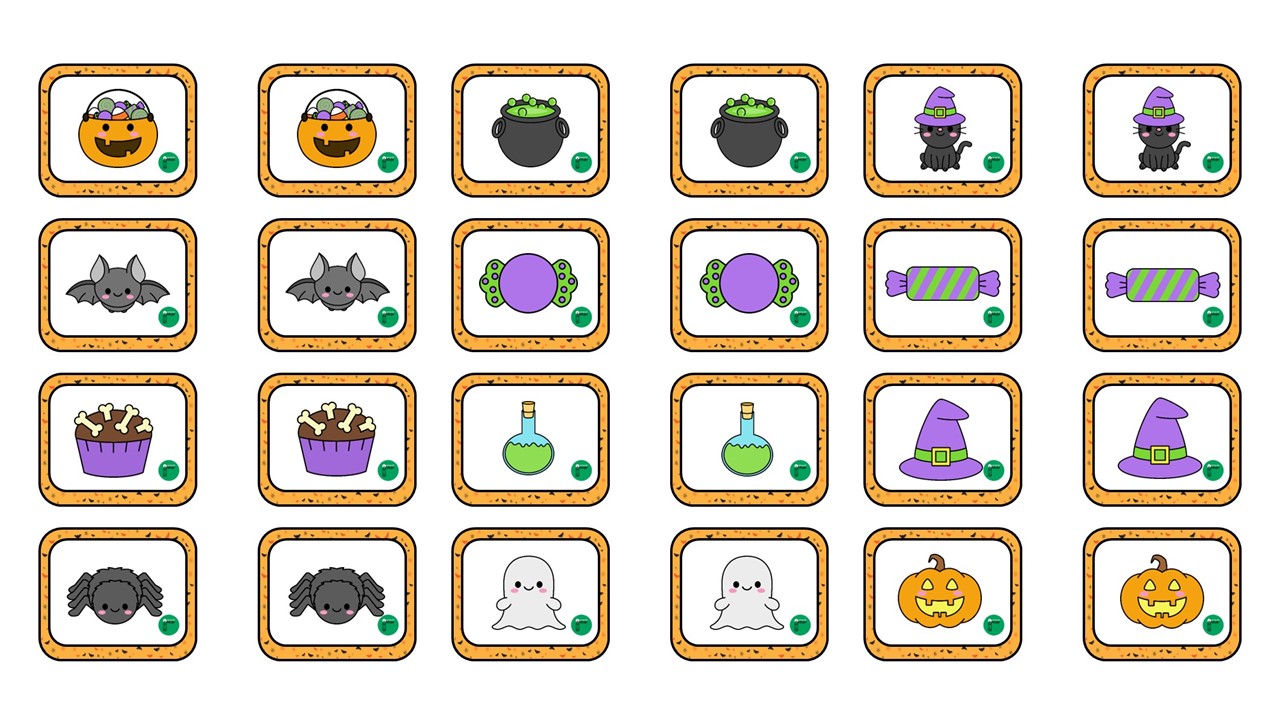 Divertido memory con dibujitos de Halloween -Orientacion Andujar