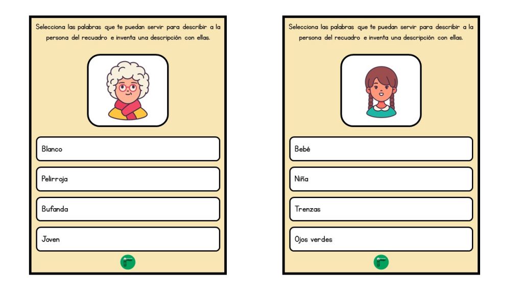 Tarjetas para describir a personas -Orientacion Andujar