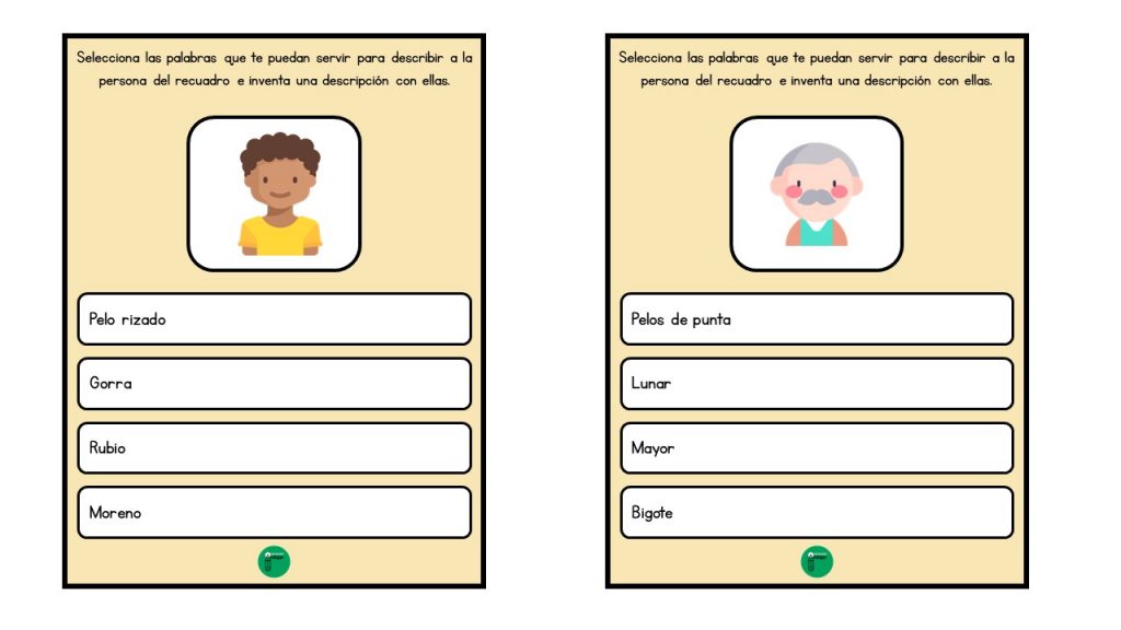 Tarjetas para describir a personas -Orientacion Andujar