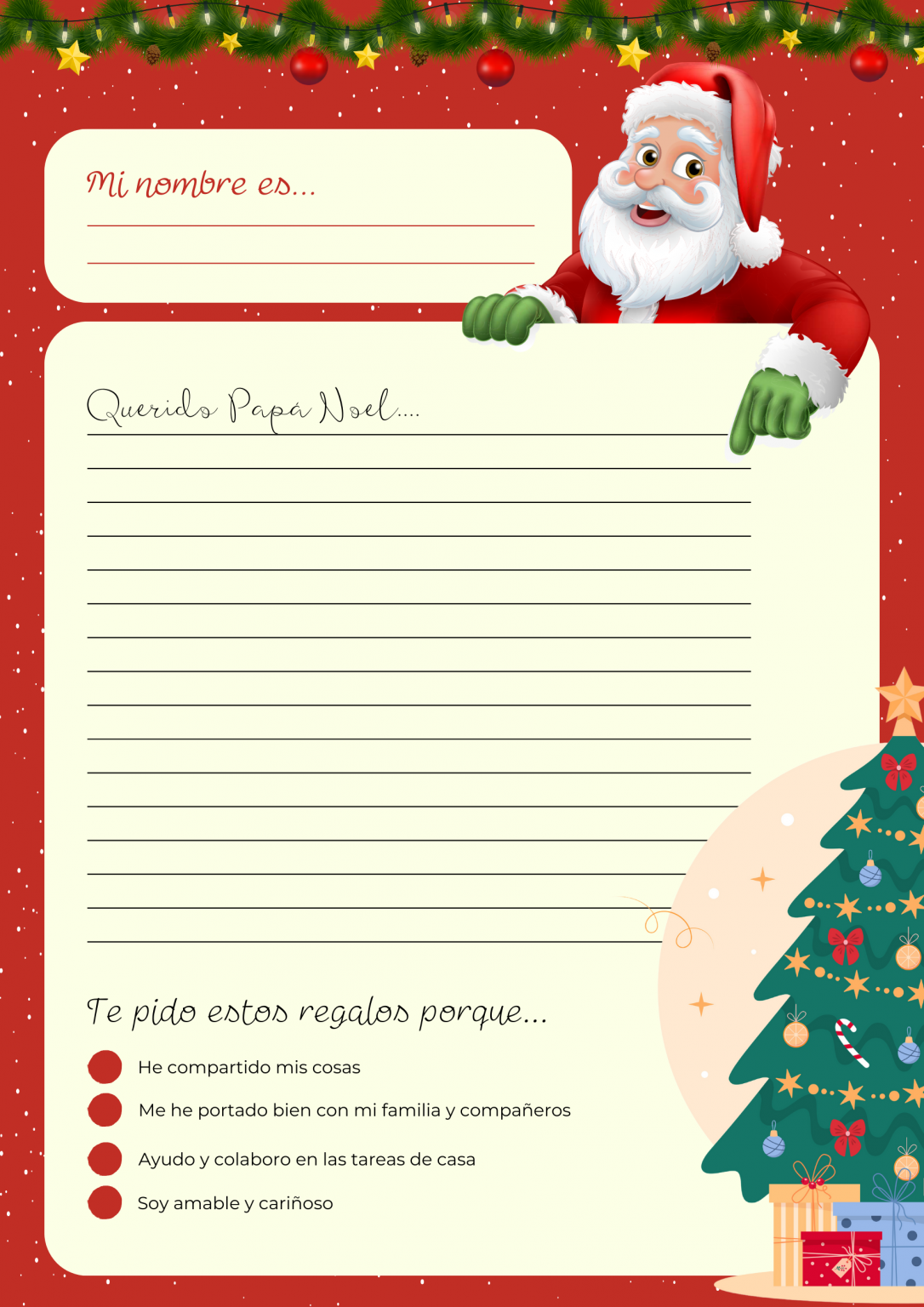 Bonitas cartas a papá Noel listas para descargar imprimir -Orientacion ...