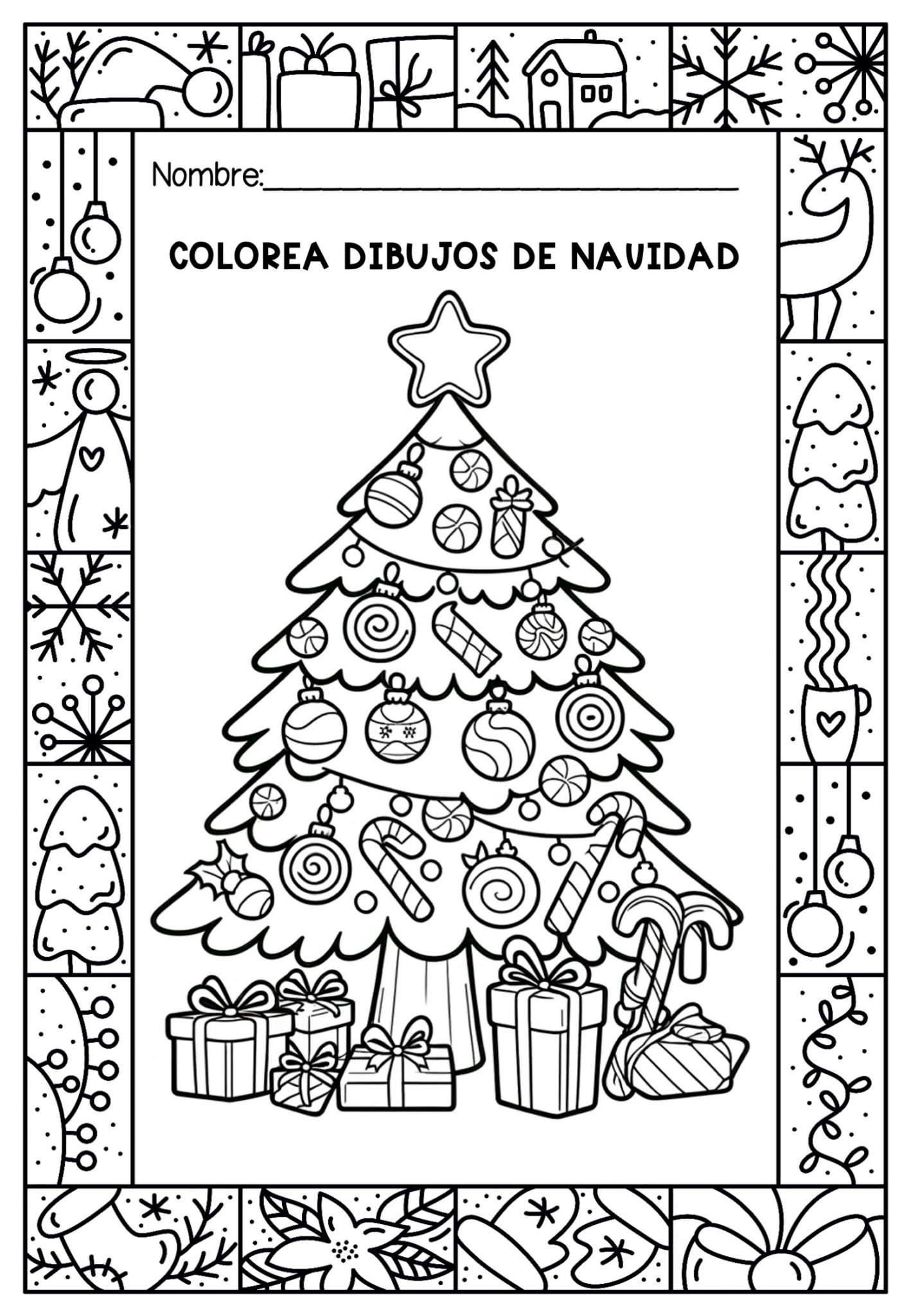 Bonitos dibujos de arboles navideños para colorear en casa o en clase. -Orientacion Andujar