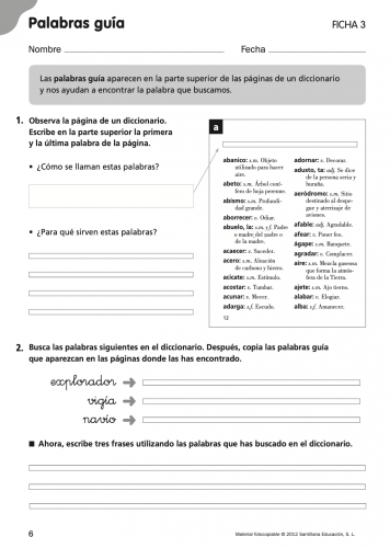 Colección de Fichas para trabajar el uso del diccionario -Orientacion ...