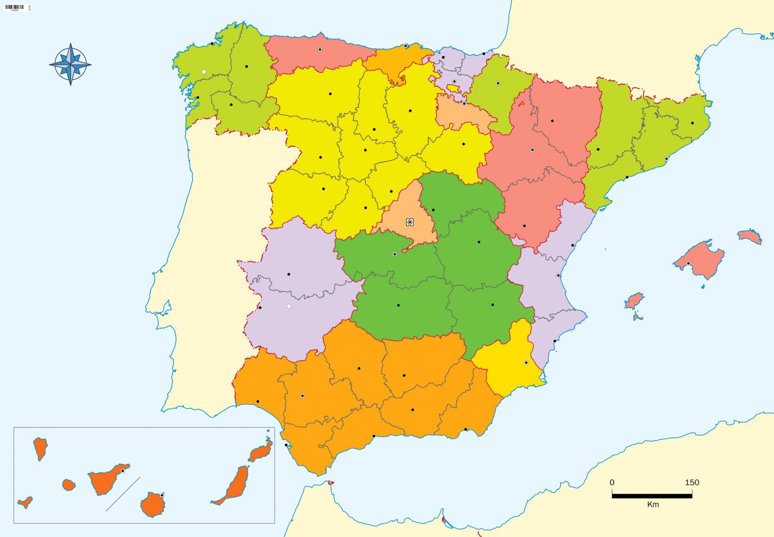 MAPAS MUDOS ESPAÑA FISICO Y POLITICO GRAN CALIDAD -Orientacion Andujar
