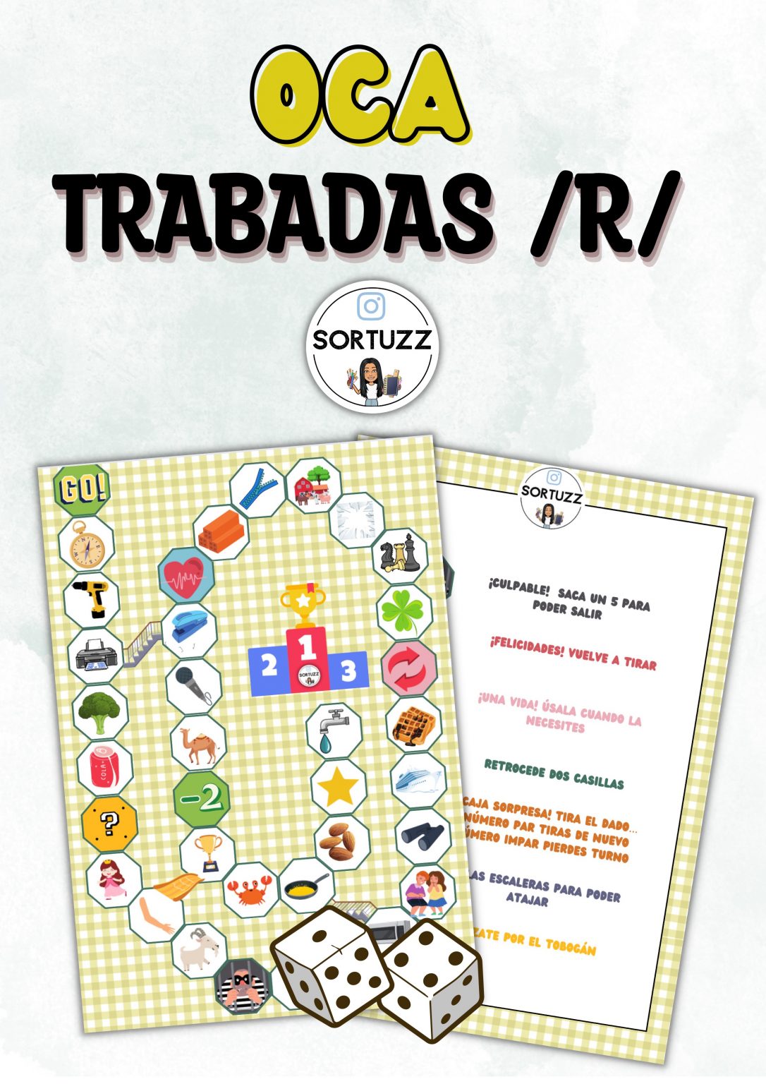 JUEGO DE LA OCA Tableros para trabajar las trabadas /R/ /L/ -Orientacion Andujar