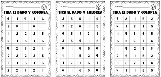 ACTIVIDADES CON DADOS TIRA EL DADO Y COLOREA -Orientacion Andujar