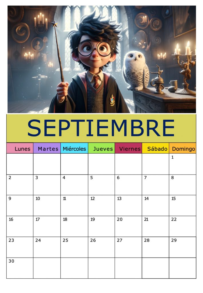 CALENDARIO ANOTACIONES 2024 Harry Potter PARA TU CLASE -Orientacion Andujar