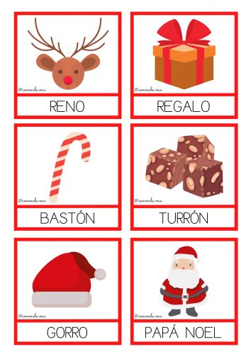 Flashcard con vocabulario navideño color y blanco y negro -Orientacion ...