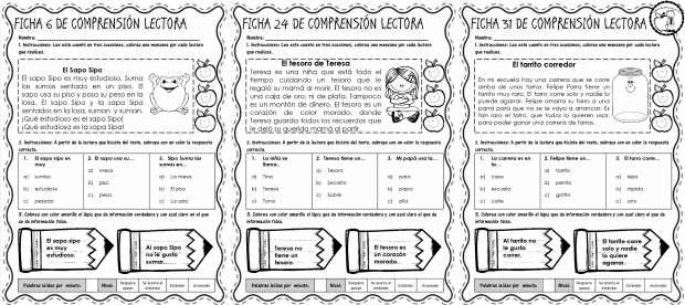Lecturitas para primaria Comprensión Lectora para infantil o preescolar ...