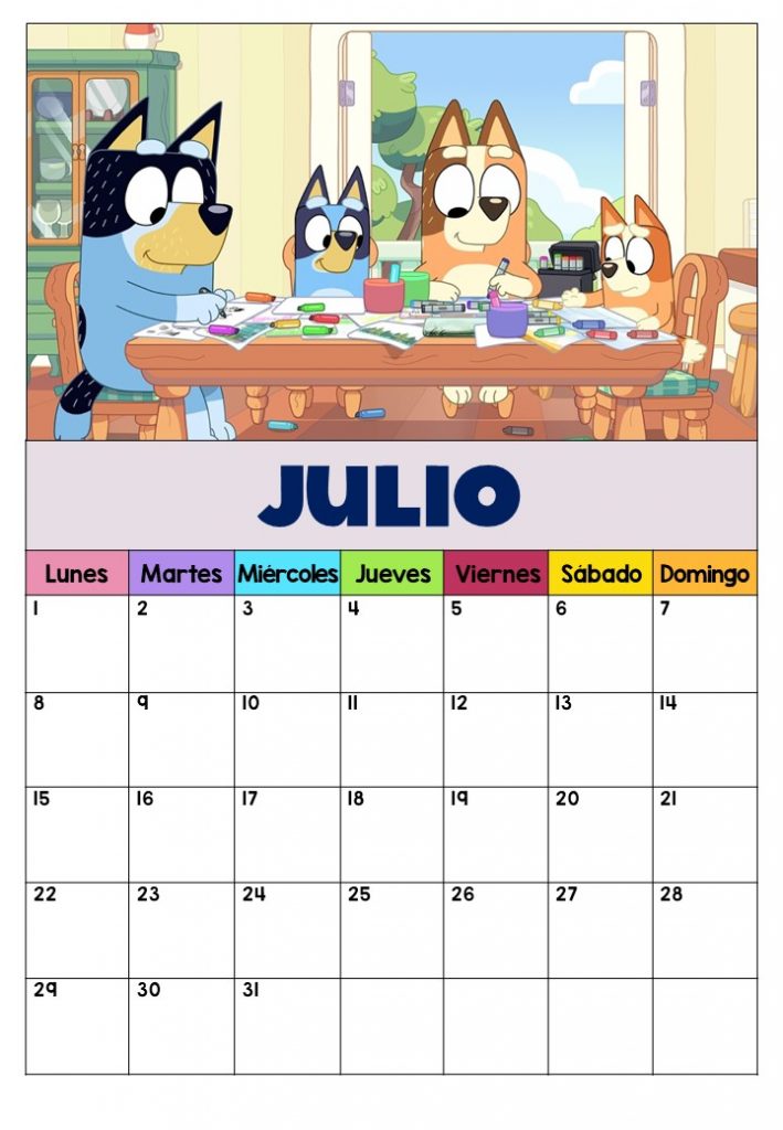 Nuevo calendario ANOTACIONES 2024 familia bluey PARA TU CLASENuevo ...