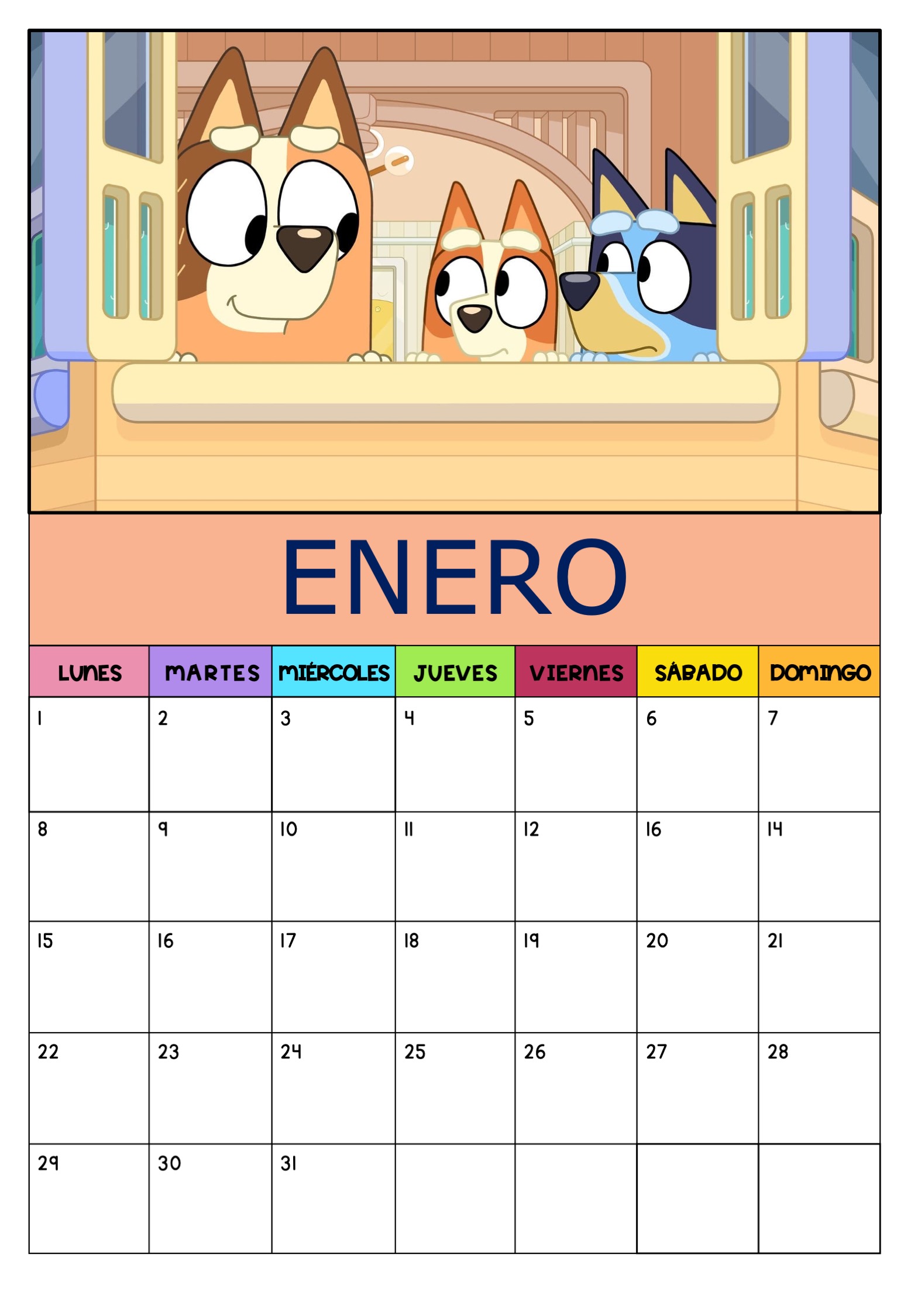 Bonitos Calendarios Mayo 2024 Para Anotaciones Bluey 12 Modelos
