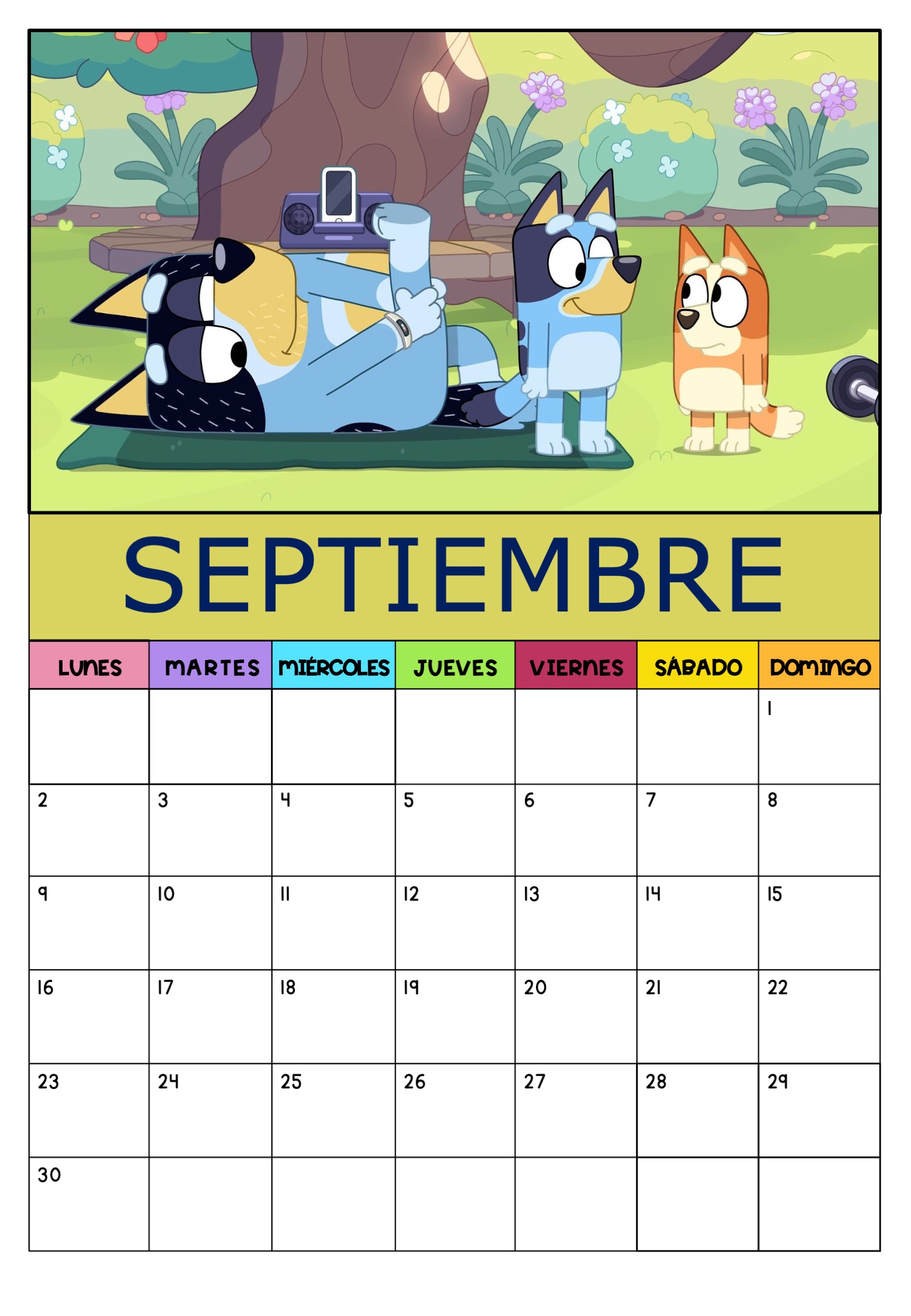 Nuevo calendario ANOTACIONES 2024 familia bluey PARA TU CLASENuevo ...