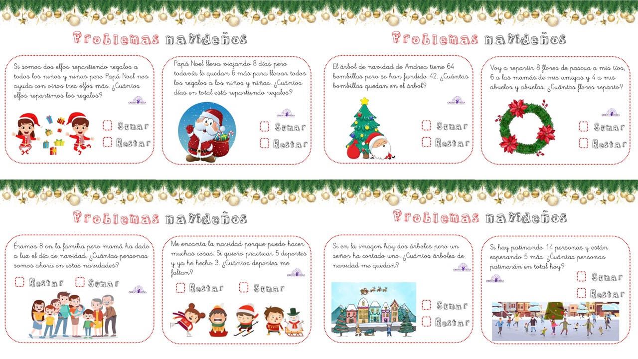 Problemas navideños vamos a trabajar las umas y las restas -Orientacion ...