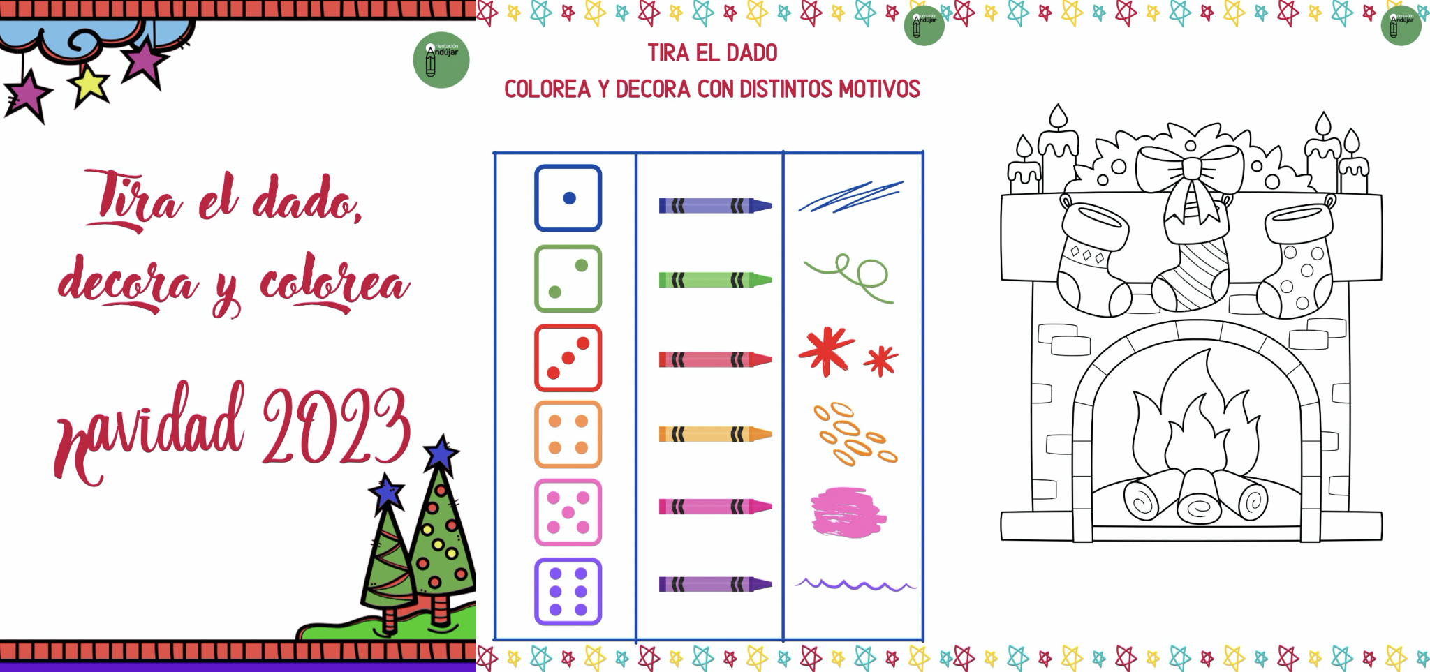 COLOREAR Tira el dado, decora y colorea. Navidad 2023 -Orientacion Andujar