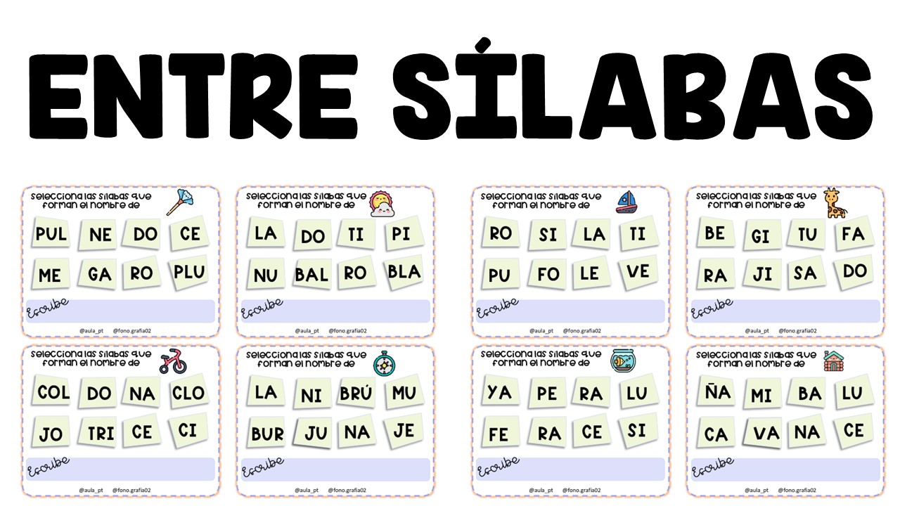 Ejercicio de lectoescritura: Forma palabras a partir de sus sílabas ...