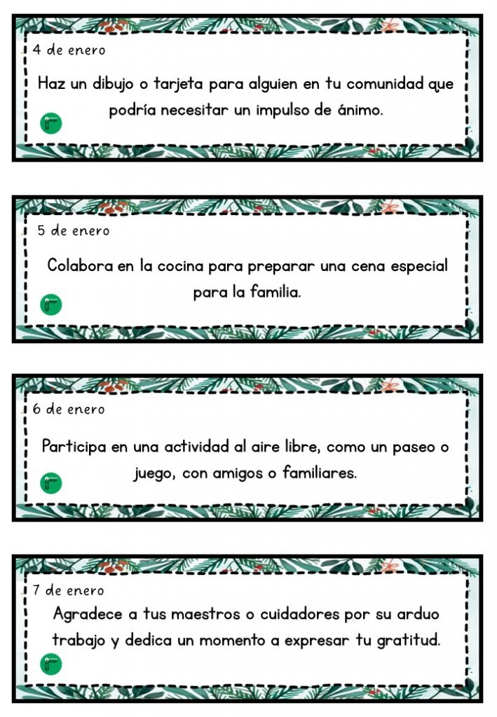 Dinámica para las vacaciones de Navidad: Una buena acción por cada día ...