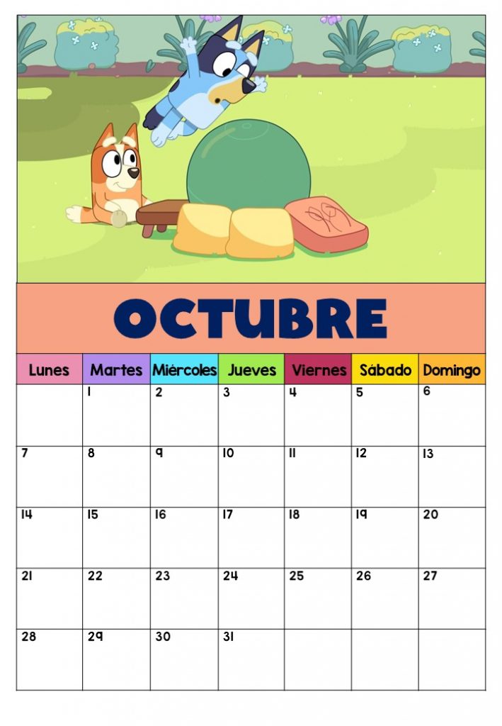 BONITO CALENDARIO PARA ANOTACIONES FAMILIA BLUEY NUEVO MODELO ...