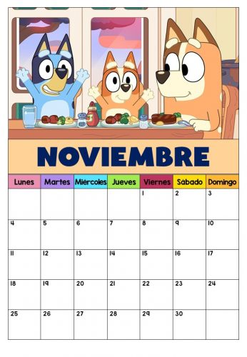 BONITO CALENDARIO PARA ANOTACIONES FAMILIA BLUEY NUEVO MODELO ...