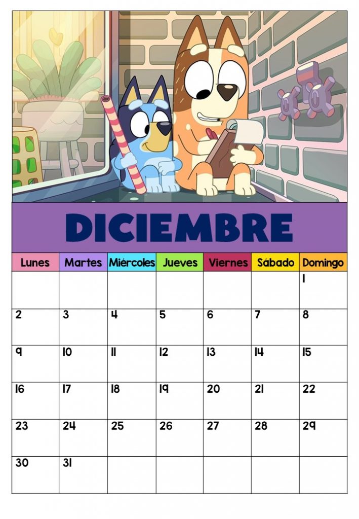 BONITO CALENDARIO PARA ANOTACIONES FAMILIA BLUEY NUEVO MODELO ...