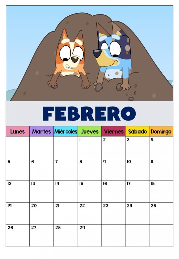 BONITO CALENDARIO PARA ANOTACIONES FAMILIA BLUEY NUEVO MODELO ...