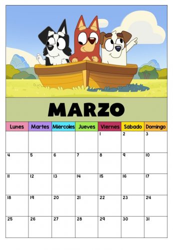 BONITO CALENDARIO PARA ANOTACIONES FAMILIA BLUEY NUEVO MODELO ...