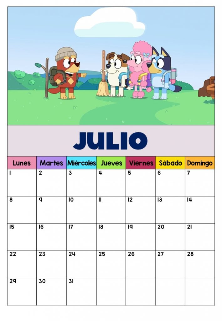 BONITO CALENDARIO PARA ANOTACIONES FAMILIA BLUEY NUEVO MODELO ...