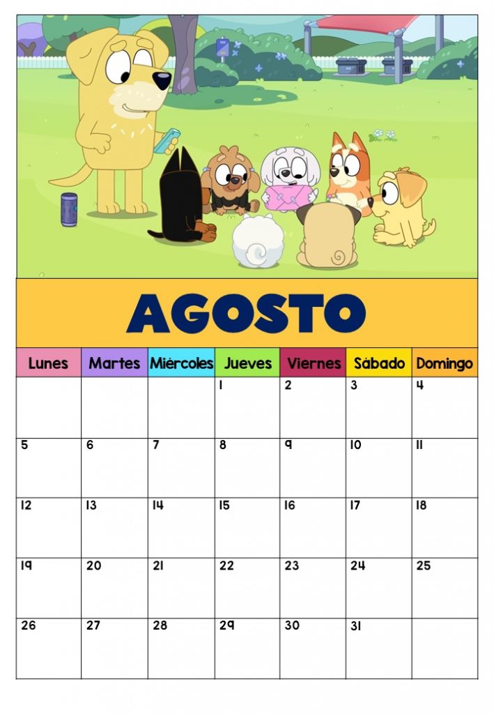 BONITO CALENDARIO PARA ANOTACIONES FAMILIA BLUEY NUEVO MODELO ...