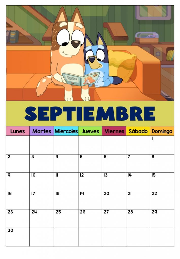 BONITO CALENDARIO PARA ANOTACIONES FAMILIA BLUEY NUEVO MODELO ...