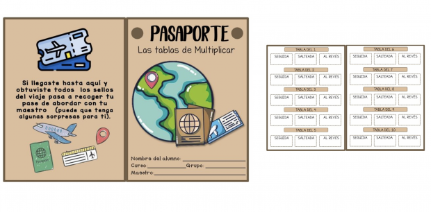 BONITO PASAPORTE DE LAS TABLAS DE MULTIPLICAR ABJ -Orientacion Andujar